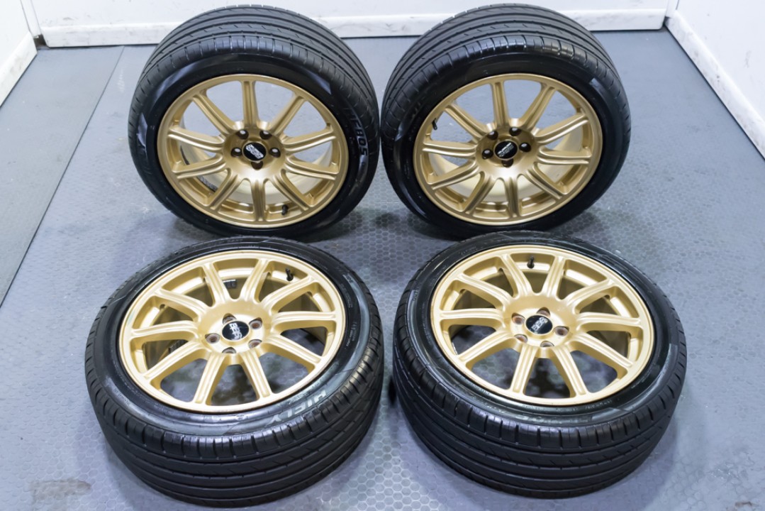 Used JDM Impreza WRX STI Gold Forged BBS 5x100 Wheels Clearing Brembo ...