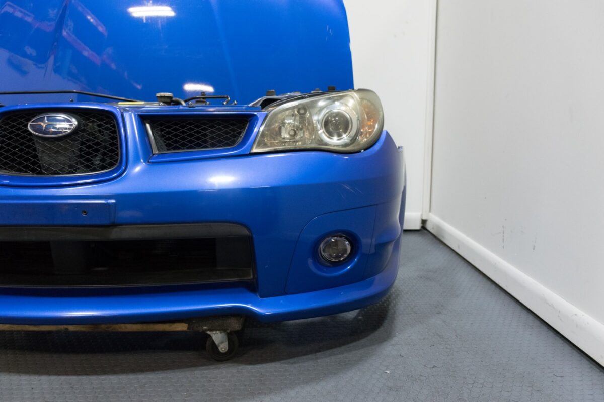 Subaru Version 9 WRX Wagon Front End Conversion Blue Hawkeye Nose Cut ...