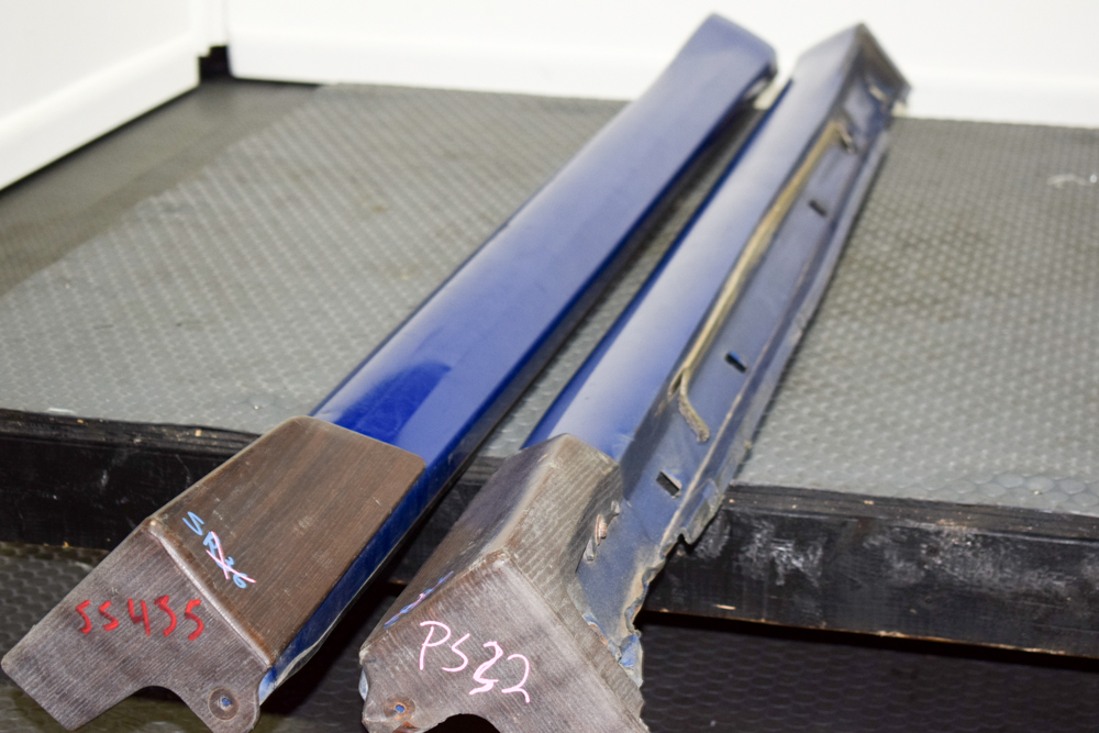 OEM 00-02 Subaru Impreza WRX Side Skirts in World Rally Blue